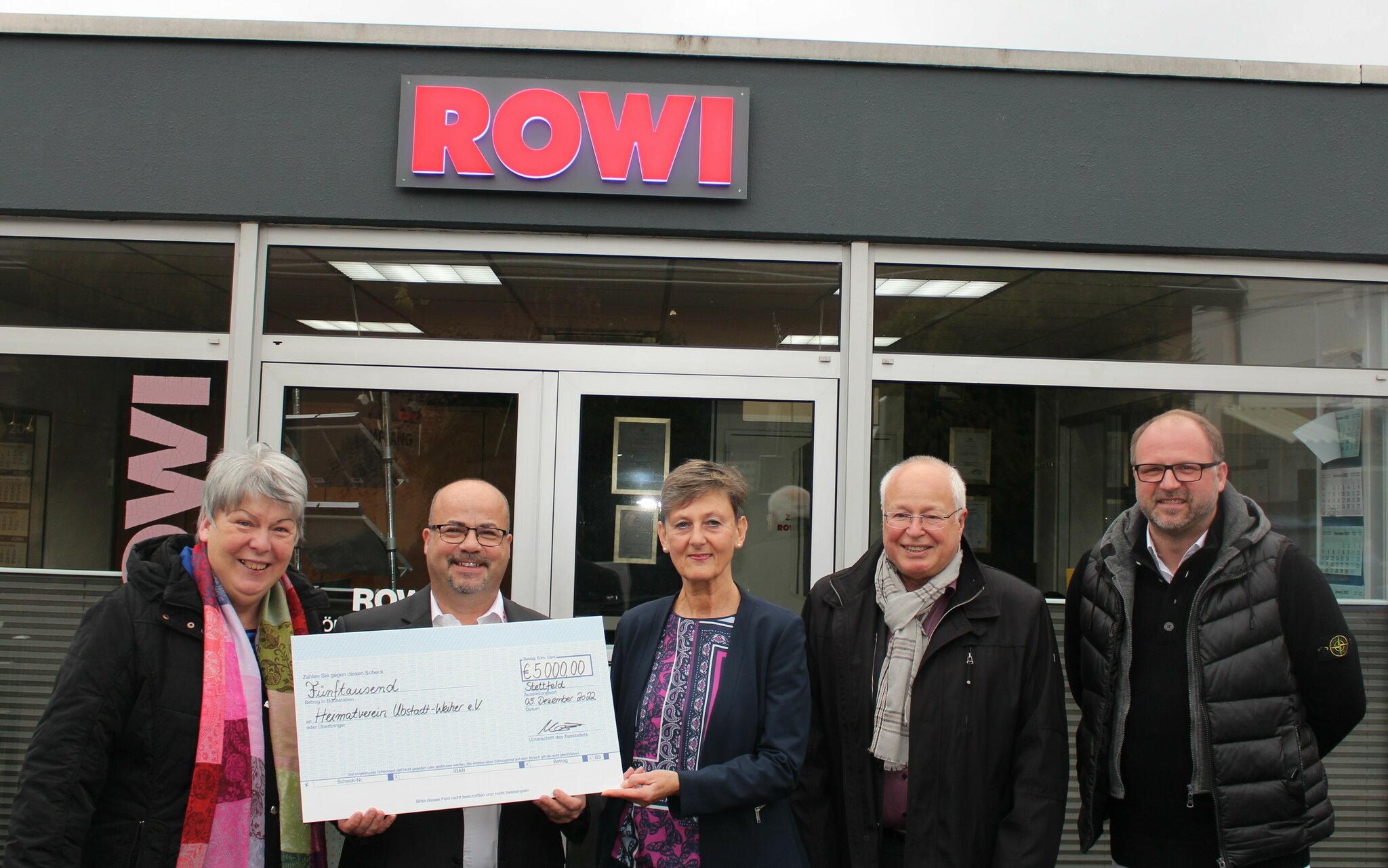 5.000 Euro-Spende der Firma ROWI an den Heimatverein Ubstadt-Weiher ...