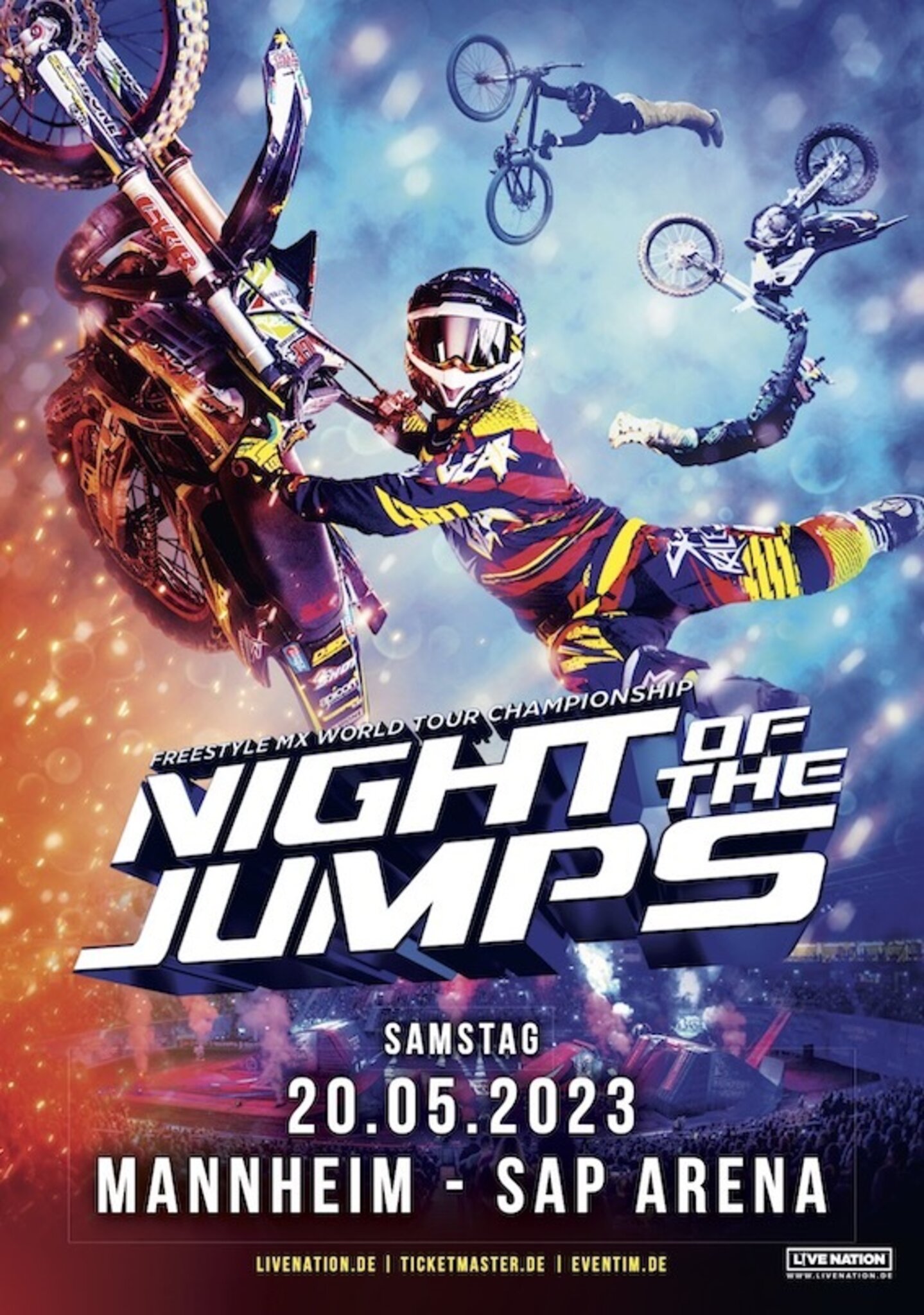 NIGHT of the JUMPs Mannheim: Beste FMX Sportler im Flug durch die Arena ...