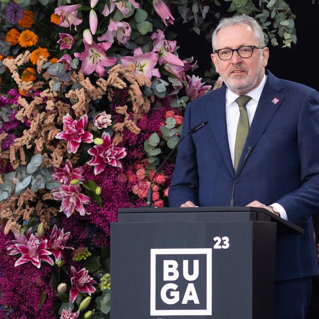 Bundespräsident Frank-Walter Steinmeier eröffnet BUGA 23 in Mannheim ...