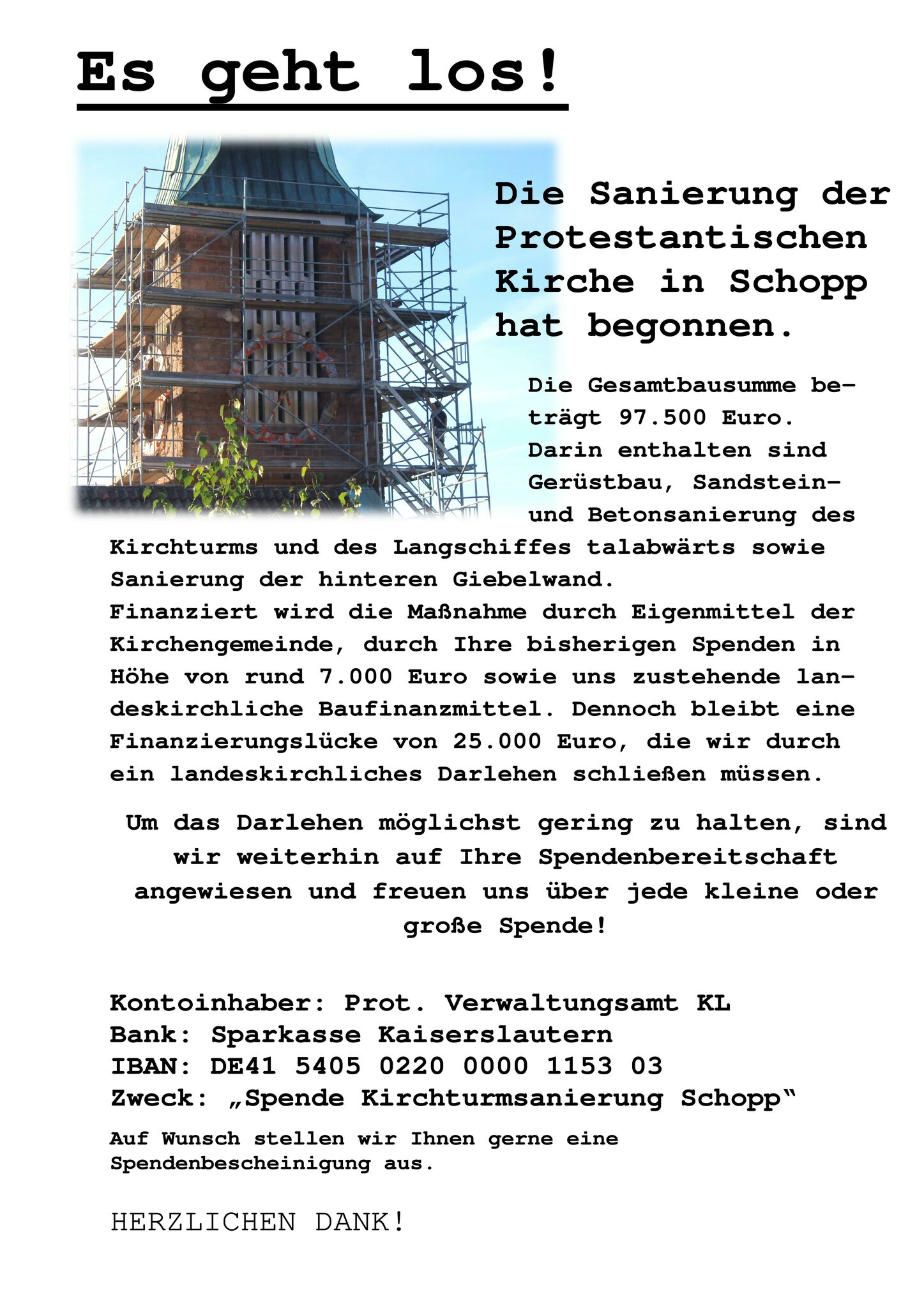 Prot. Pfarramt Schopp: Für Horbach - Waldfischbach-Burgalben