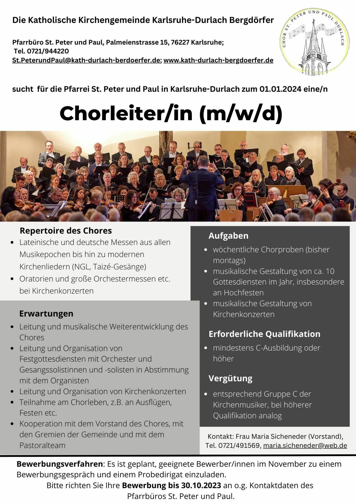 Chorleiter/in gesucht: Chor aus Durlach sucht neue/n Chorleiter/in - Karlsruhe