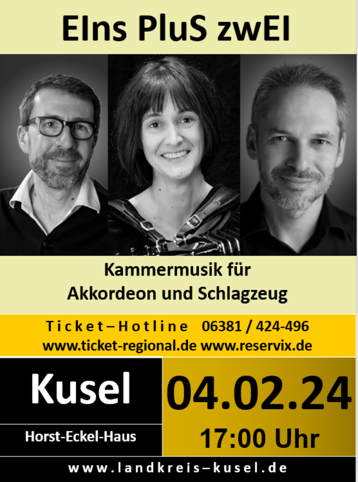 Horst Eckel Haus Kusel, 04.02.24, 17:00 Uhr: EInS PluS zwEI ...